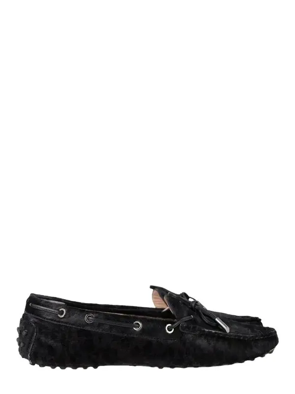 TOD'S Vintage Gommino Pony-hair Pebbled Loafers - Black