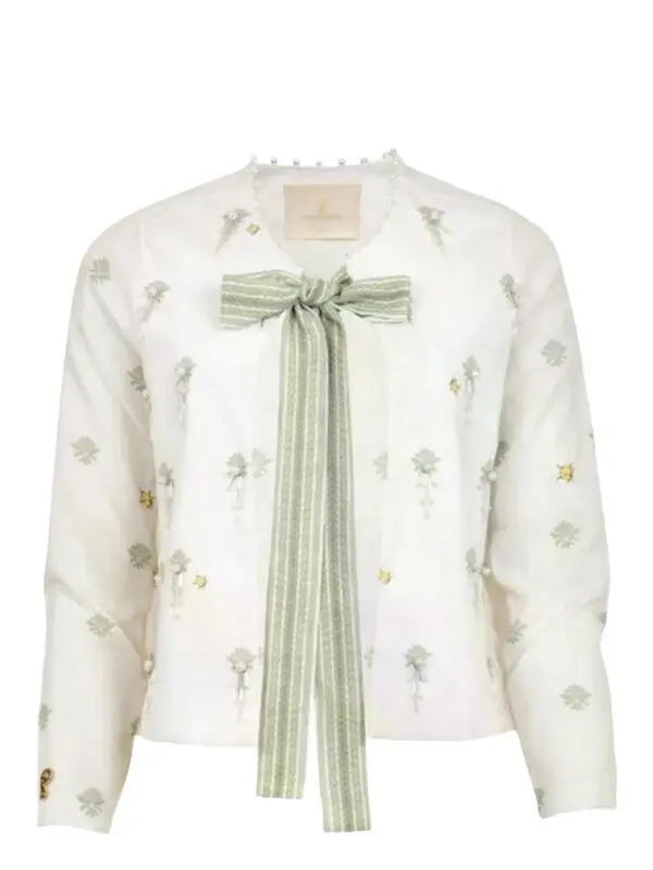 PAMELA STEVENSON Elise Bow-embellished Blouse - White