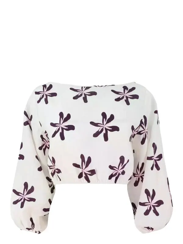 CALA DE LA CRUZ Lori Floral-print Top - White