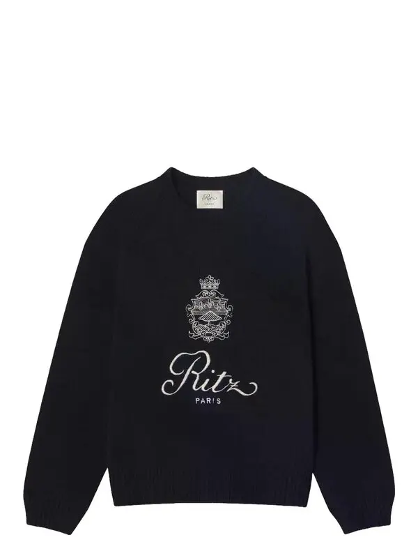 FRAME X Ritz Paris Crest-embroidered Sweater - Blue