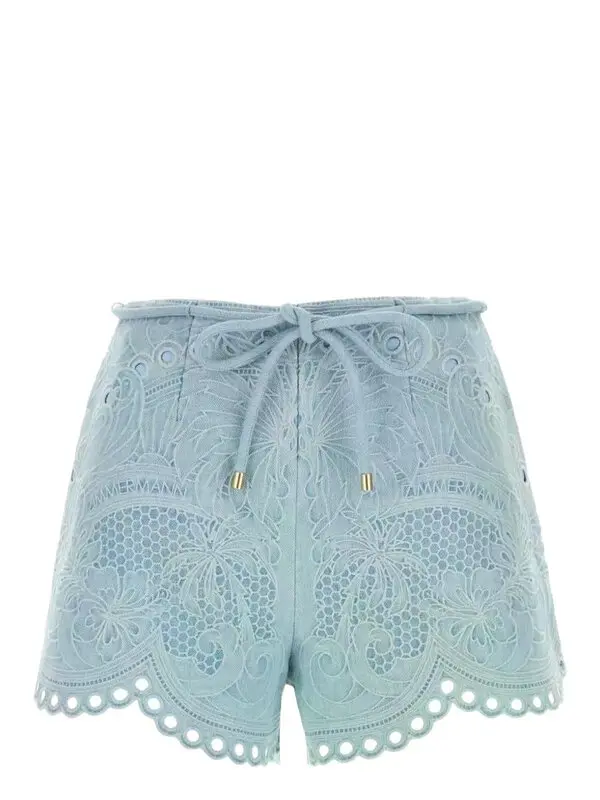 Zimmermann Embroidered Denim Shorts - Blue