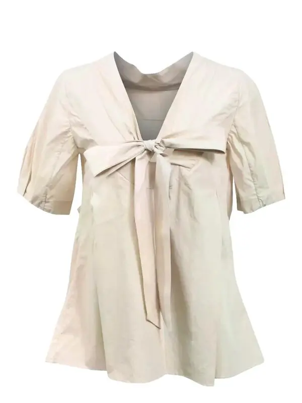 Marni Bow Pleated Top - Neutrals