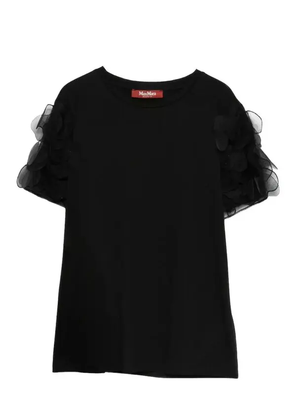 Max Mara Ruffled-sleeve T-shirt - Black