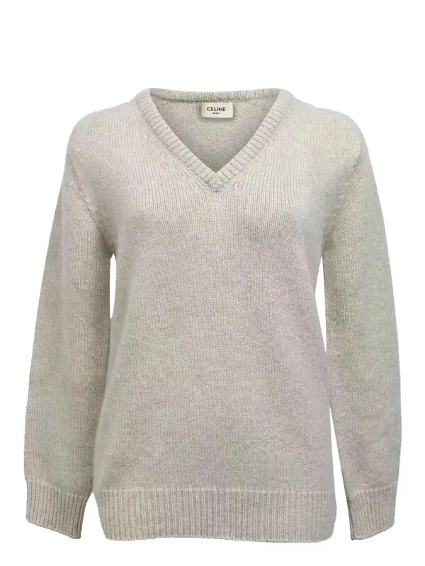 Celine V-neck Cashmere Sweater - Neutrals