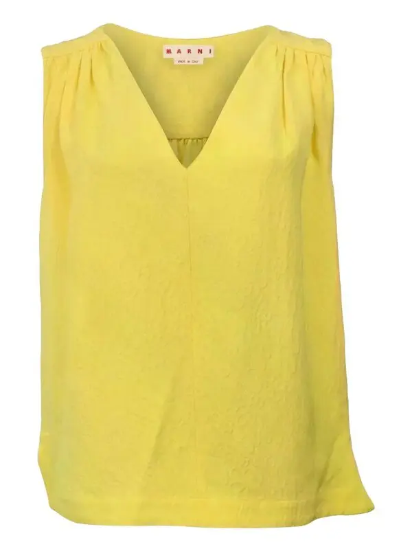 Marni Jacquard Ruched Top - Yellow