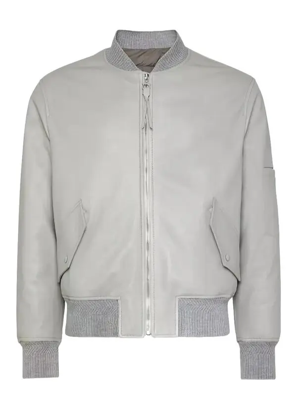 FERRAGAMO Zip Leather Jacket - Grey