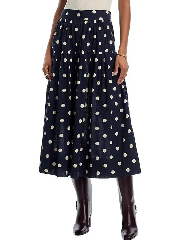 The Great. Highland Skirt - Navy Dots
