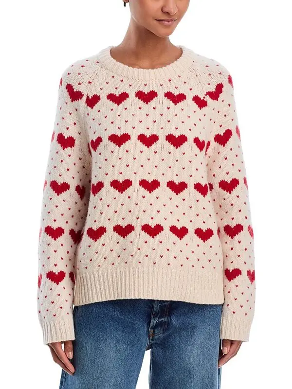 The Great. The Heart Crewneck Sweater - Pearl Red