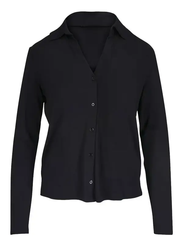 Majestic Filatures Buttoned Collared Top - Black