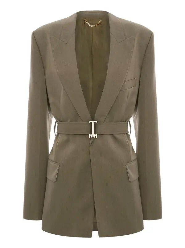 Victoria Beckham Tailored Blazer With Belt - Green