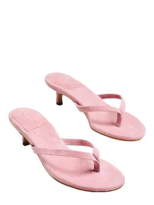 Anthropologie Thong Kitten Heels - Rose Suede