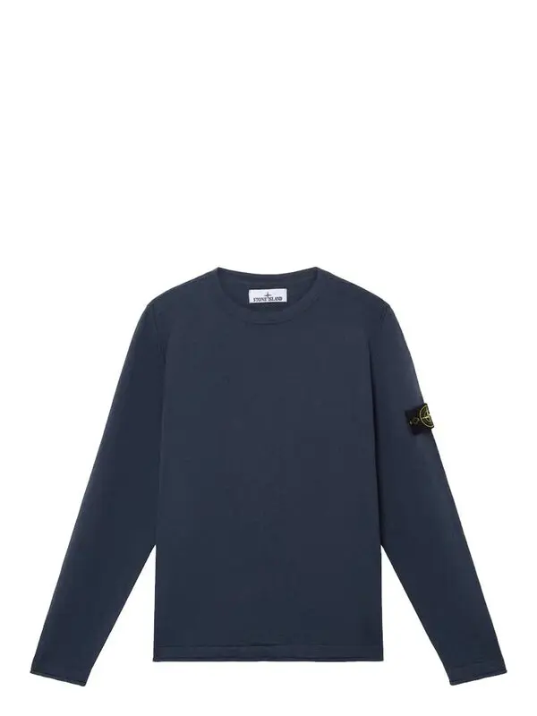 Stone Island Crewneck Knitwear In Organic Cotton - Blue