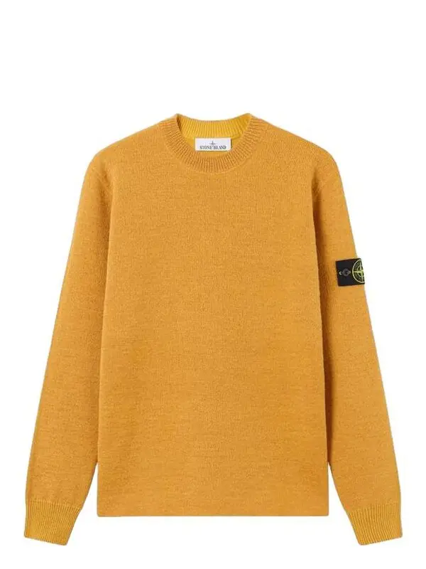 Stone Island Crewneck Knitwear In Rws Wool And Organic Cotton - Yellow
