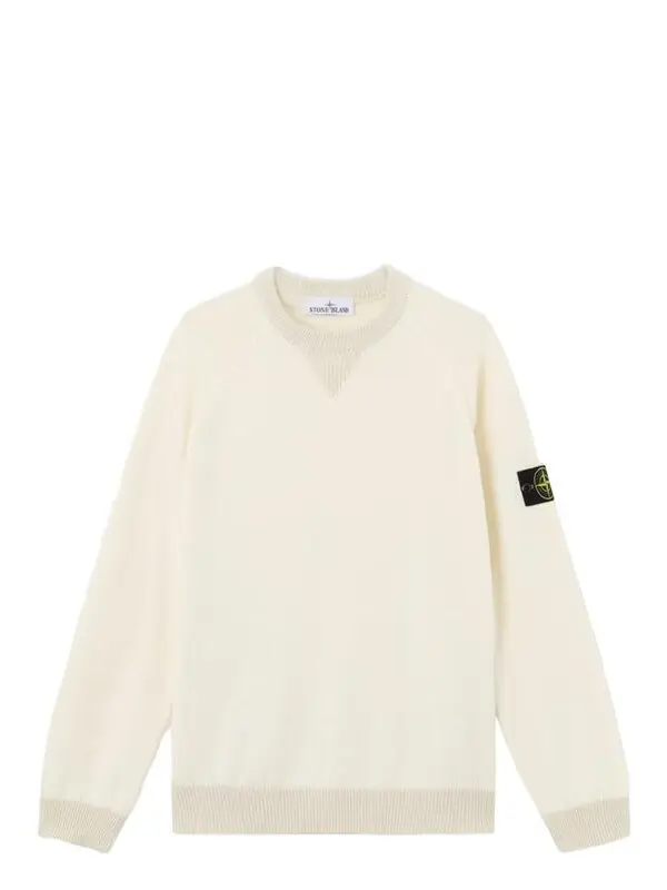 Stone Island Organic Cotton Crewneck Knitwear - White