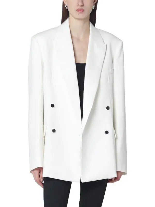 THE FRANKIE SHOP Double-breasted Wool-blend Jacket - White