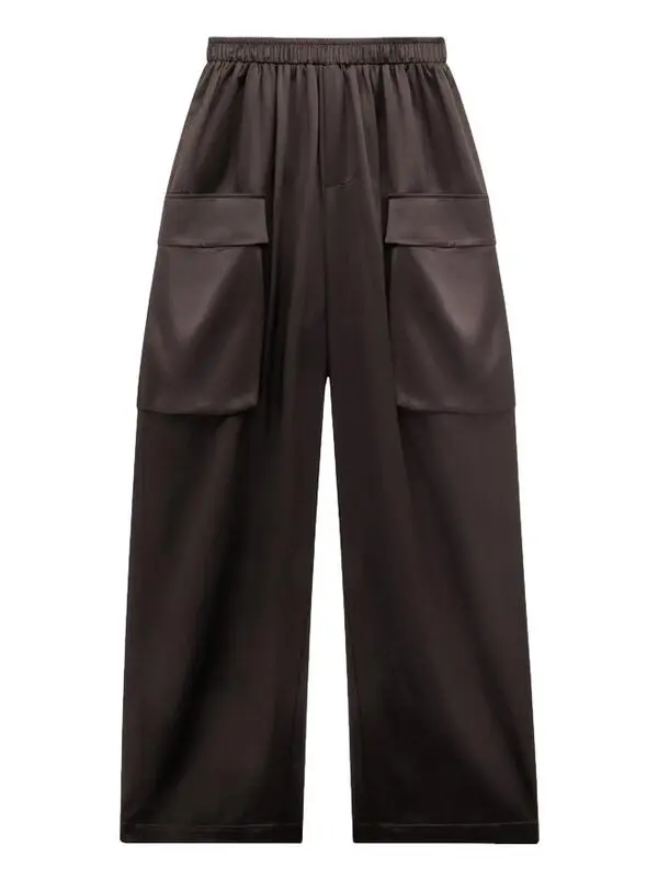 THE FRANKIE SHOP Satin Cargo Trousers - Brown