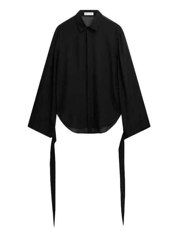 THE FRANKIE SHOP Sheer Chiffon Blouse With Ties - Black