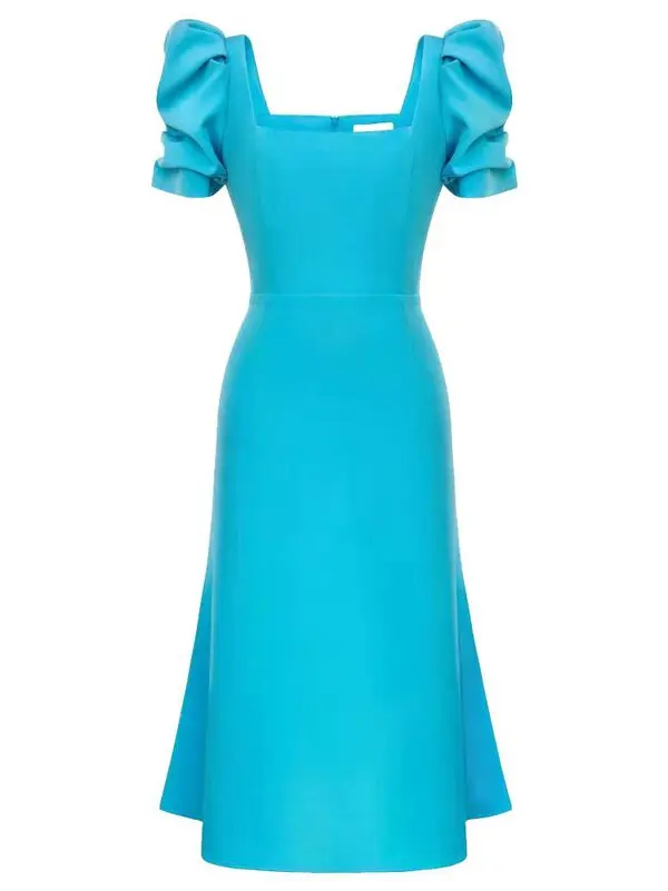 POST MERIDIEM Square-neck Midi Dress - Blue