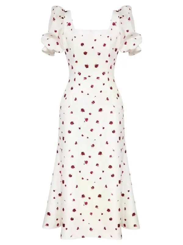 POST MERIDIEM Floral-print Midi Dress - White