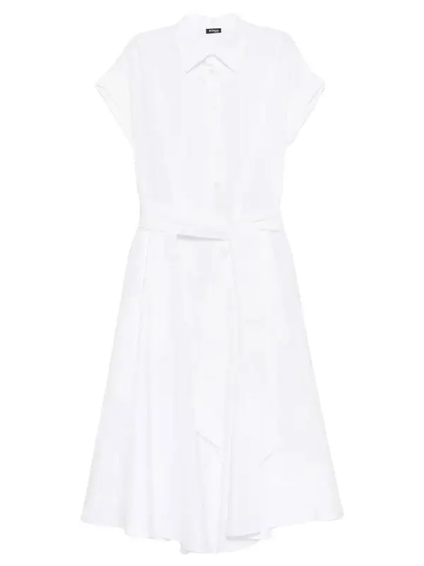 Kiton Belted Shirt Midi Dress - White