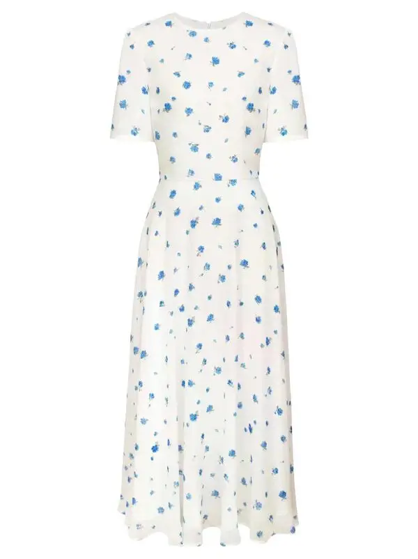 POST MERIDIEM Floral-print Midi Dress - White