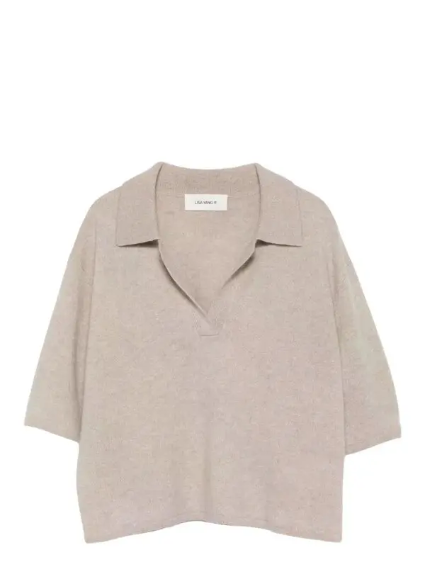 LISA YANG Neela Collar V-neck Top - Neutrals