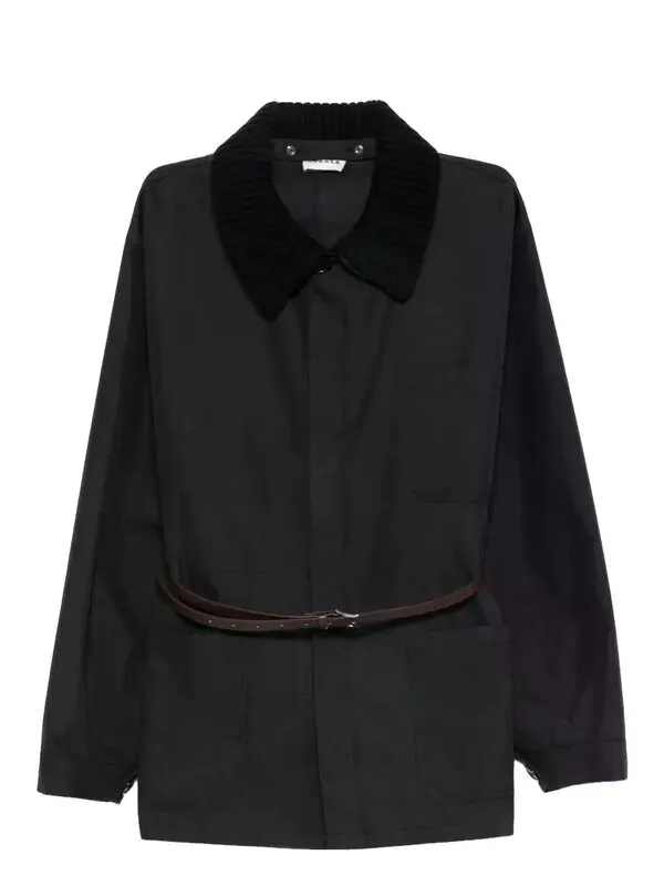 P.a.r.o.s.h Belted Knit-collar Jacket - Black