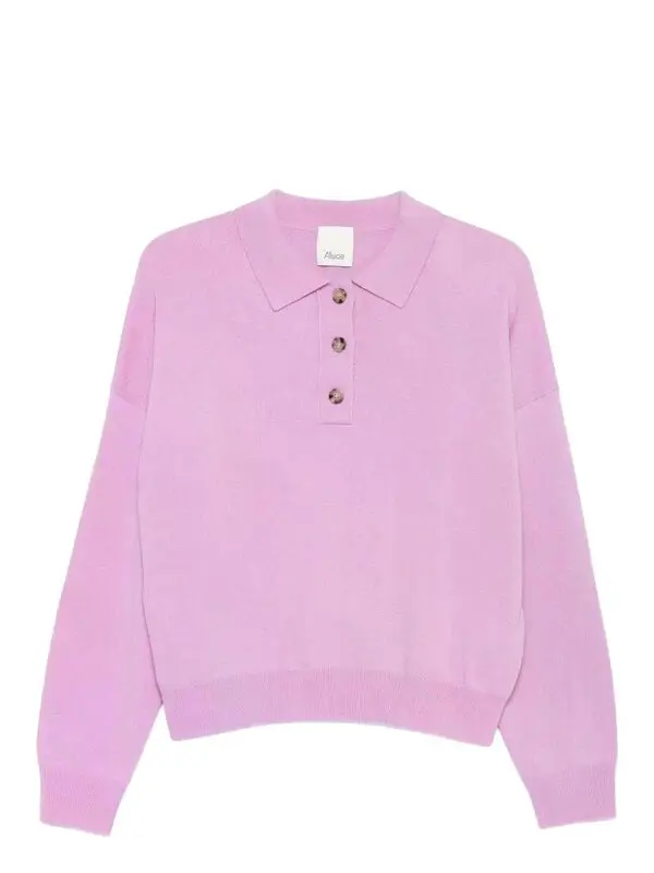 ALLUDE Button Collared Pullover - Pink