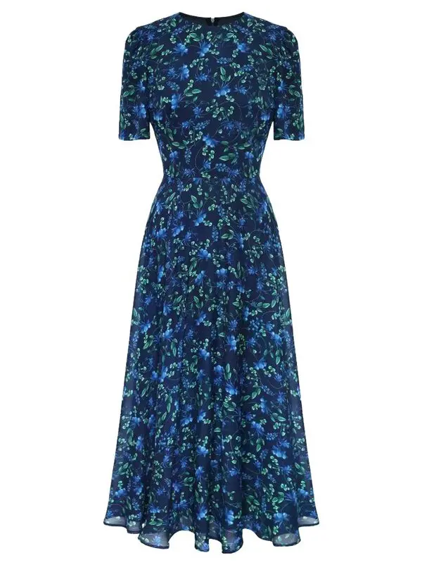 POST MERIDIEM Floral-print Midi Dress - Blue