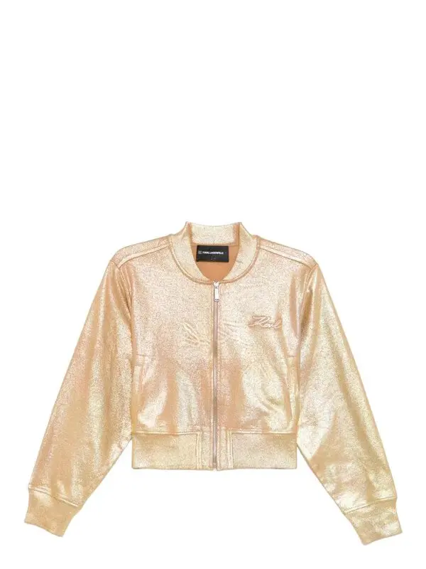 Karl Lagerfeld Coated Bomber Jacket - Gold