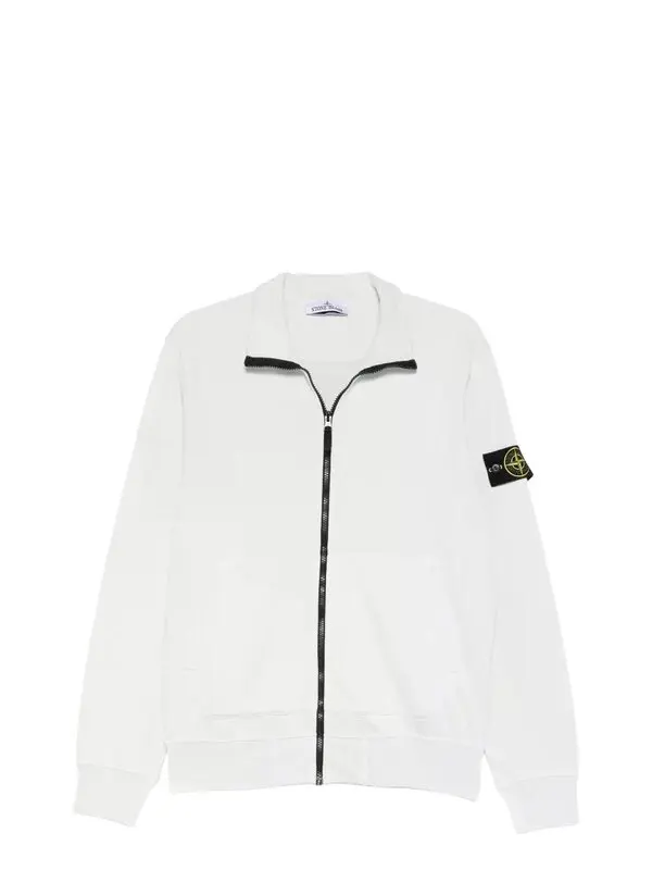 Stone Island Zip-up Sweatshirt With Logo Patch - Blue