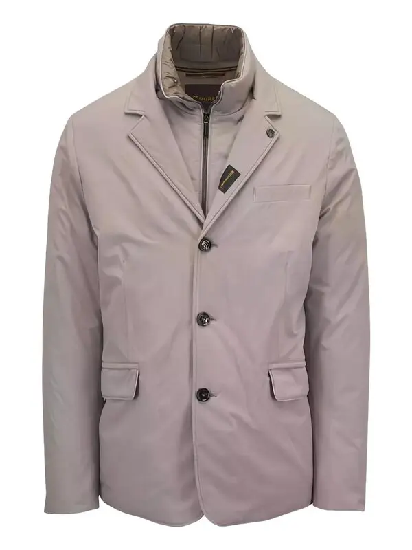 MOORER Notched Lapel Single-breasted Coat - Neutrals