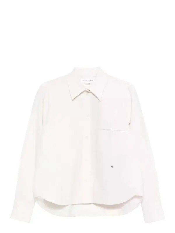 Victoria Beckham Cropped Long-sleeve Shirt - Neutrals