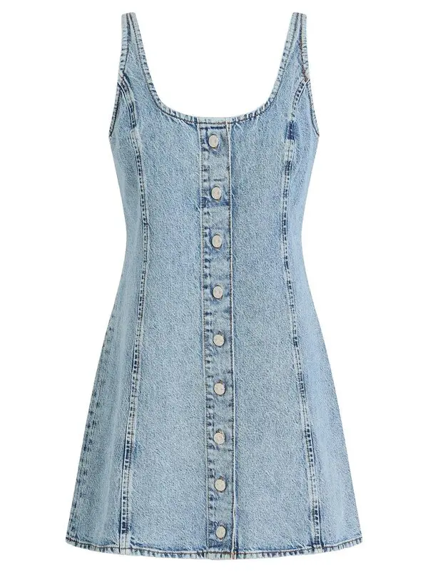 FRAME The Shift Faded Denim Mini Dress - Light Denim