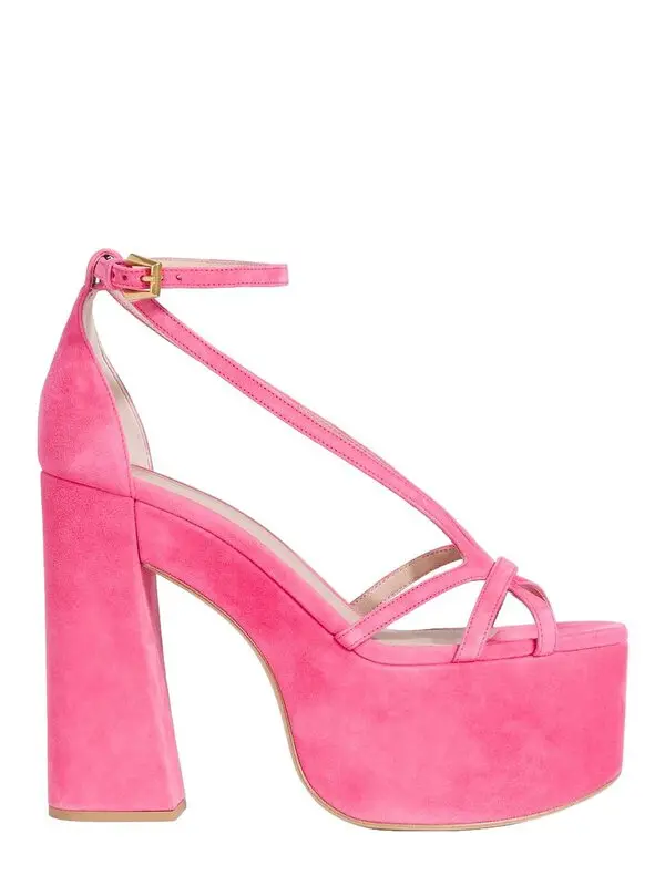 Balmain Cam Suede Platform Sandals - Pink