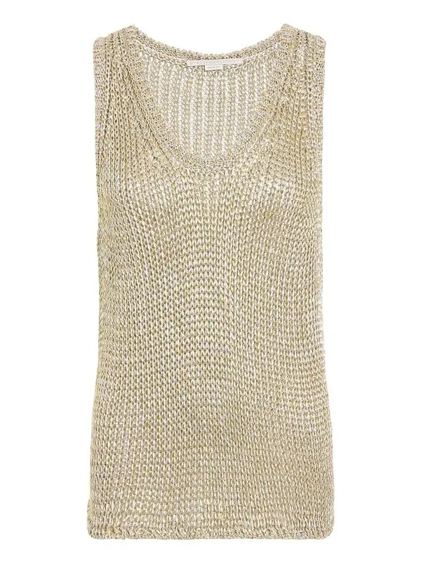 Stella McCartney Metallic Cotton-blend Tank - Platinum