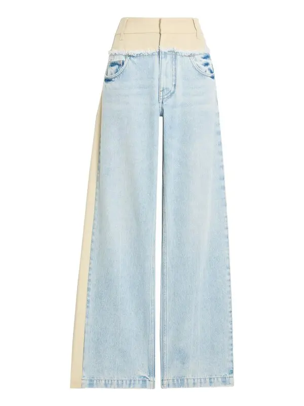 Stella McCartney Gabardine-paneled High-rise Wide-leg Jeans - Light Denim
