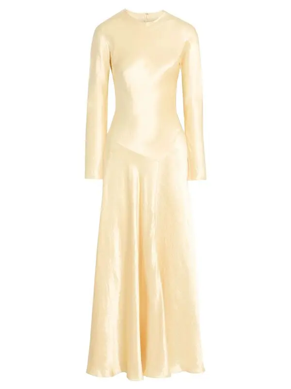 ABADIA Yara Paneled Hammered-satin Gown - Pastel Yellow
