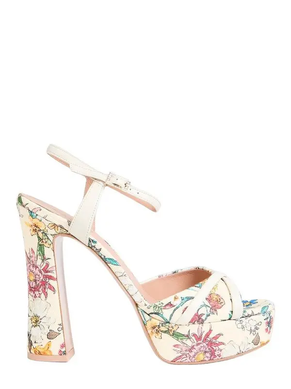 MALONE SOULIERS Keaton Floral-print Platform Sandals - Cream
