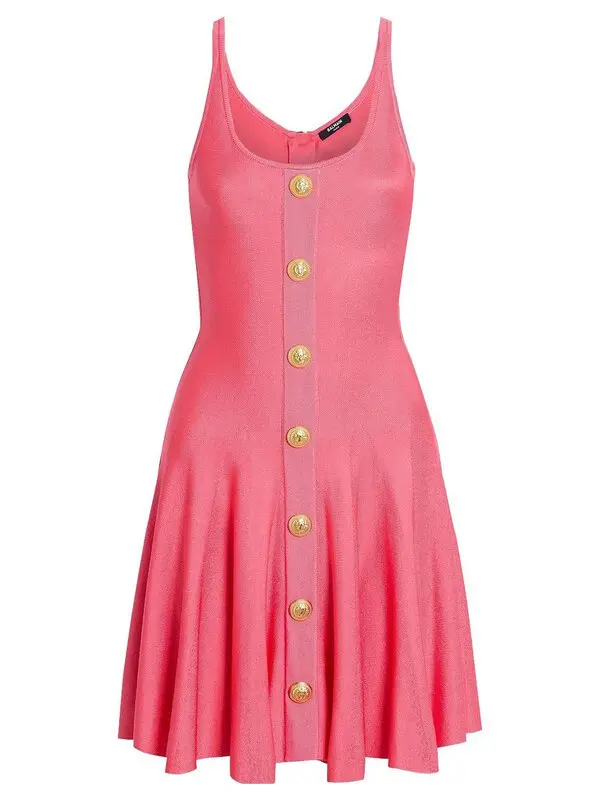 Balmain Embellished Knitted Mini Dress - Bubblegum