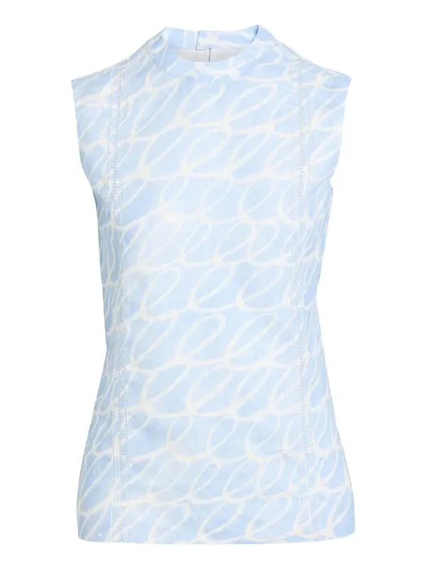 Marni Printed Linen Top - Light Blue