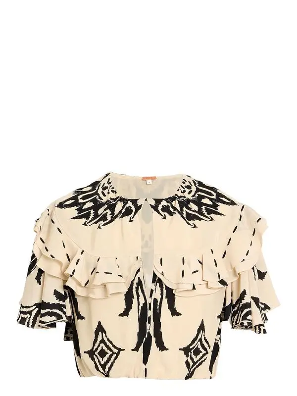 Johanna Ortiz Printed Silk-crepe Top - Cream