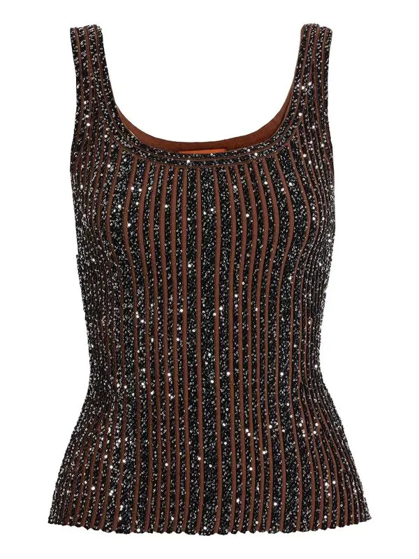 Missoni Sequin-embellished Ribbed-knit Tank - Black
