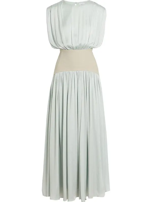 ABADIA Suri Twill-paneled Georgette Maxi Dress - Mint