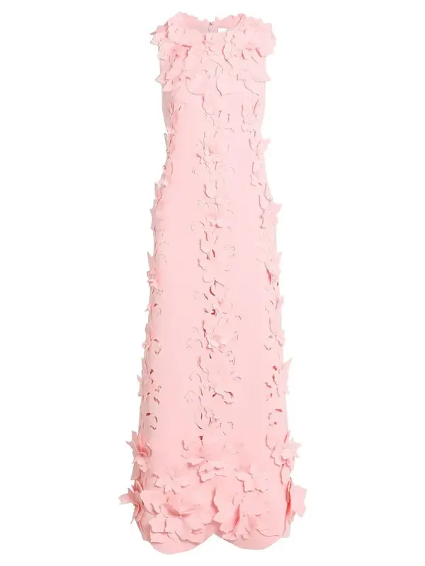 Badgley Mischka Appliquéd Lasercut Scuba Gown - Baby Pink