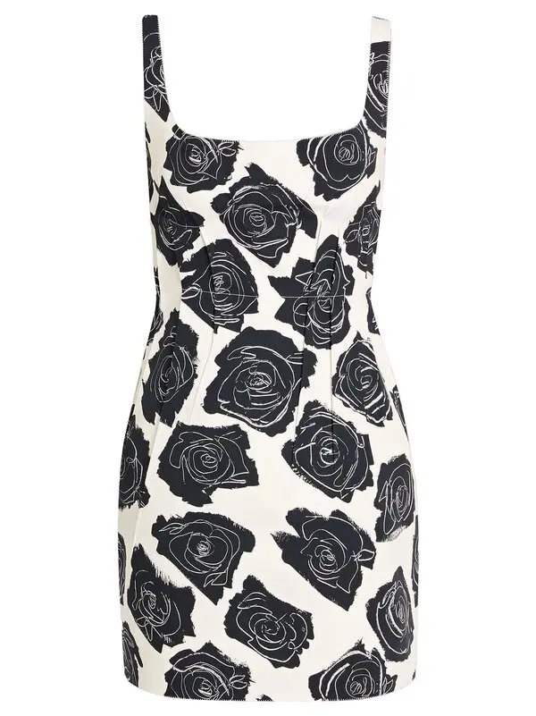 Marni Floral-print Cotton Mini Dress - Black