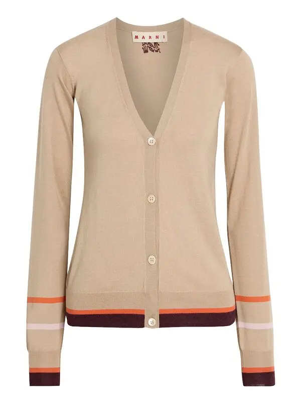 Marni Wool And Silk-blend Cardigan - Neutral