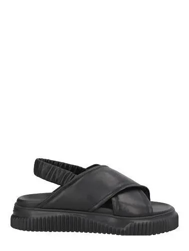 VOILE BLANCHE Leather Slingback Flatform Sandals - Black