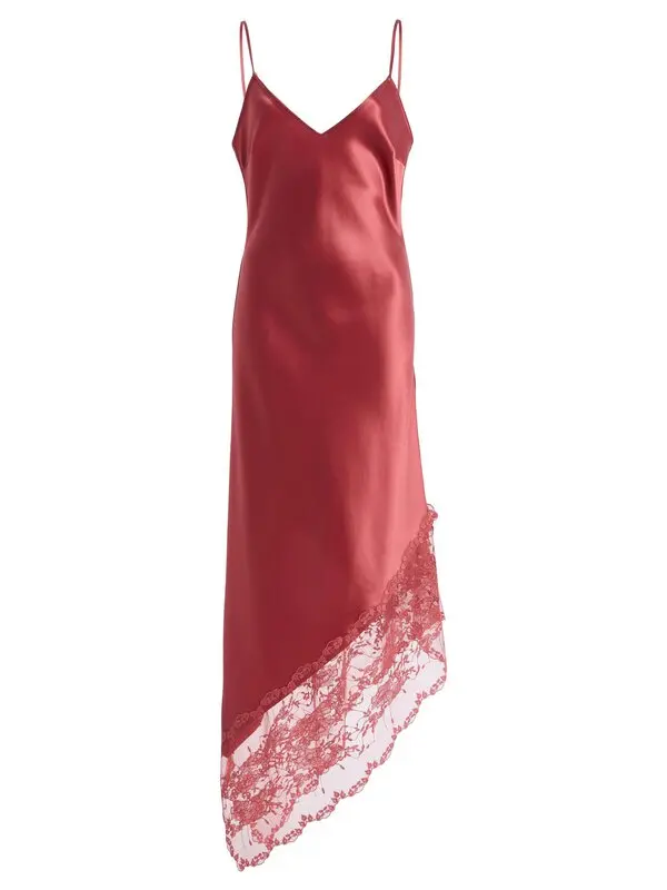 BY MALENE BIRGER Laya Lace-trimmed Satin Slip Midi Dress - Pink