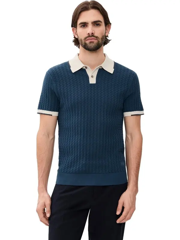 Paul Smith Short Sleeve Polo Sweater - Indigo